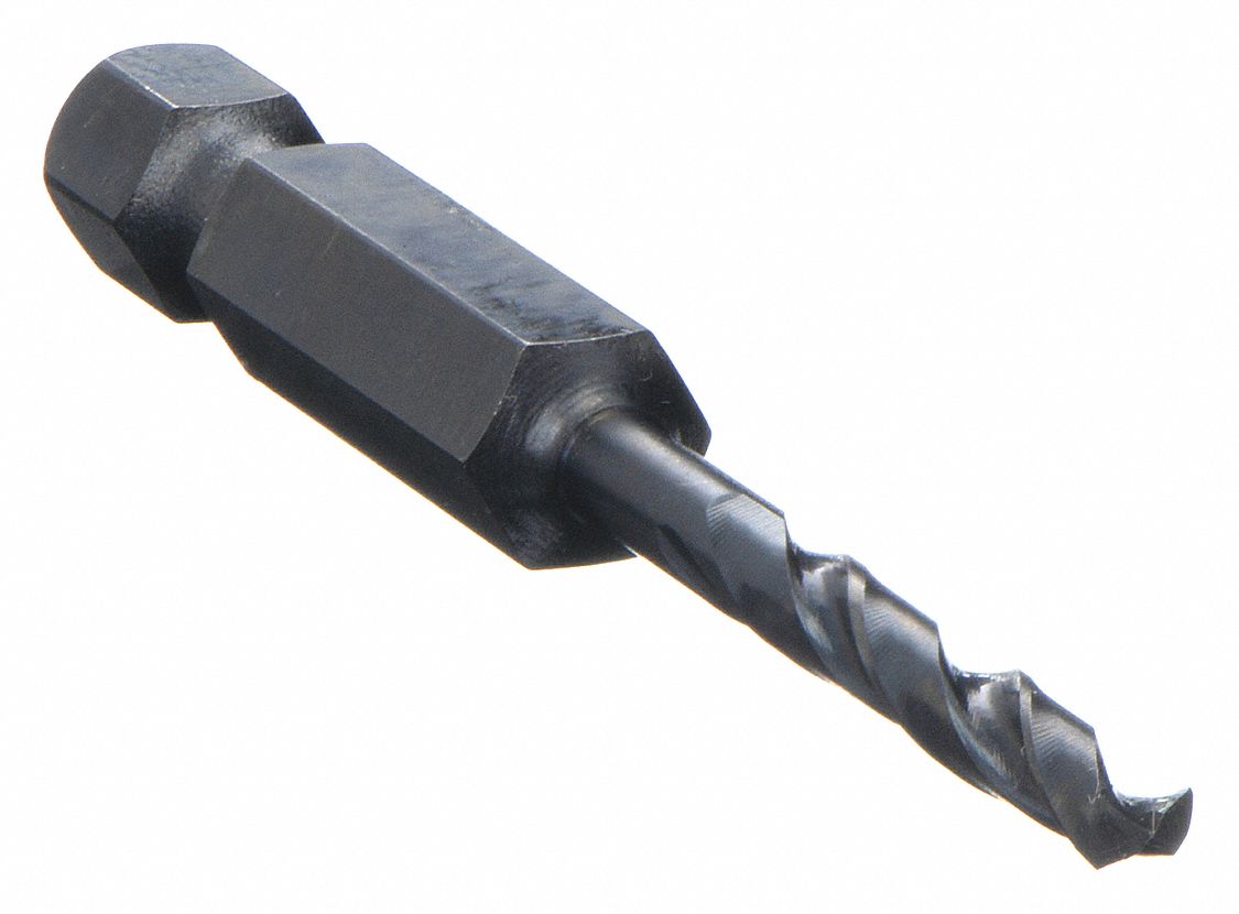 Twist Drill Bit, 9/64 in, Drill Bit Point Angle 135°, Black Oxide ...