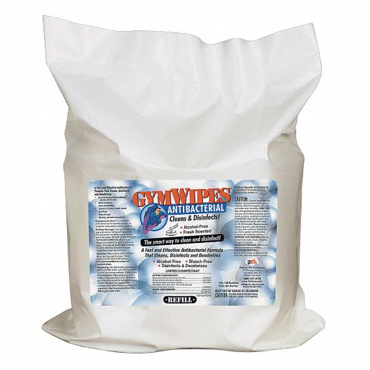 GYM WIPES, Bag, Ready to Use, Gym Wipes Antibacterial Refill - 4LFA5 ...