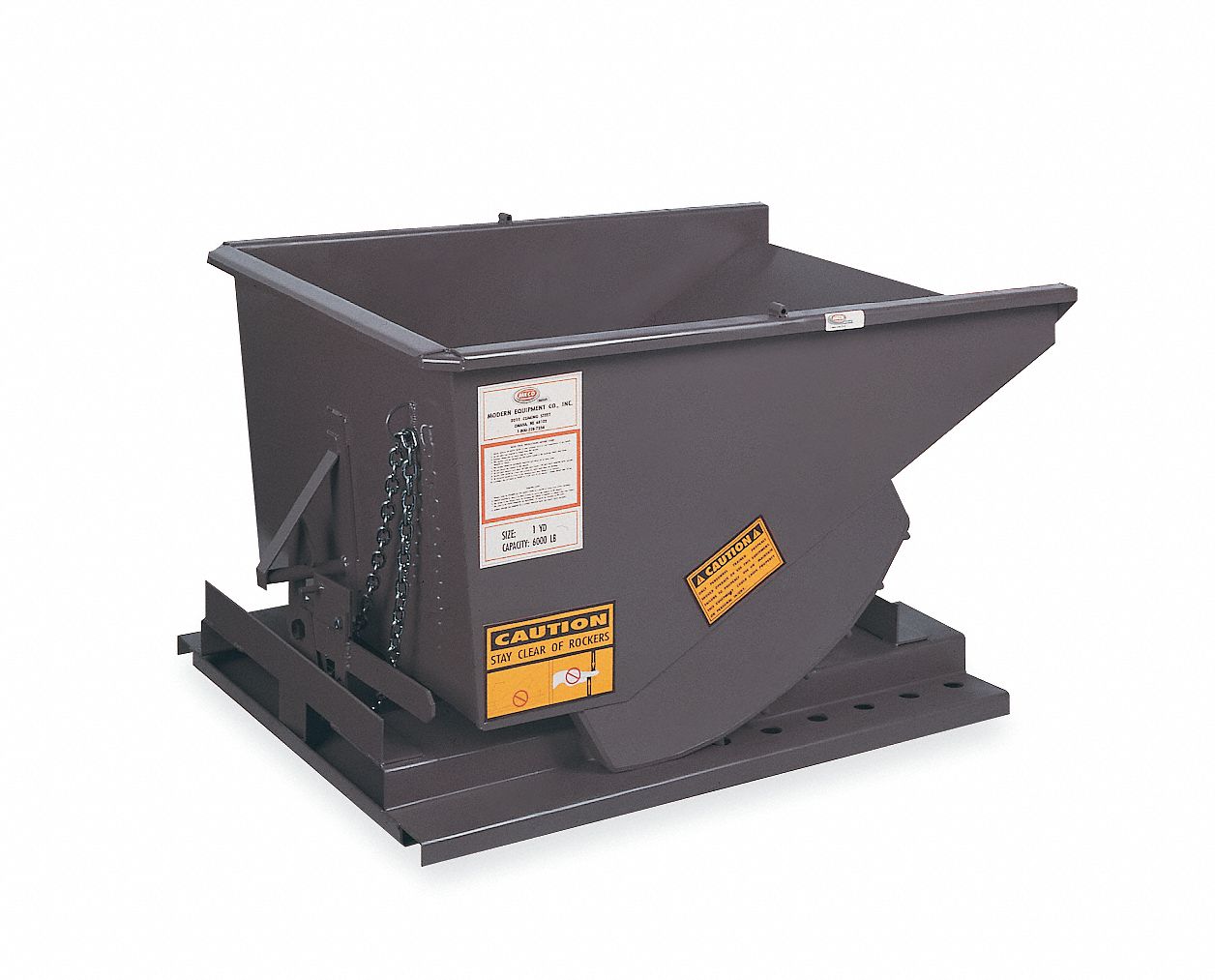 Gray Self-Dumping Hopper, 54.0 cu ft, 6000 lb Load Cap., 44 in H X 69 1 ...