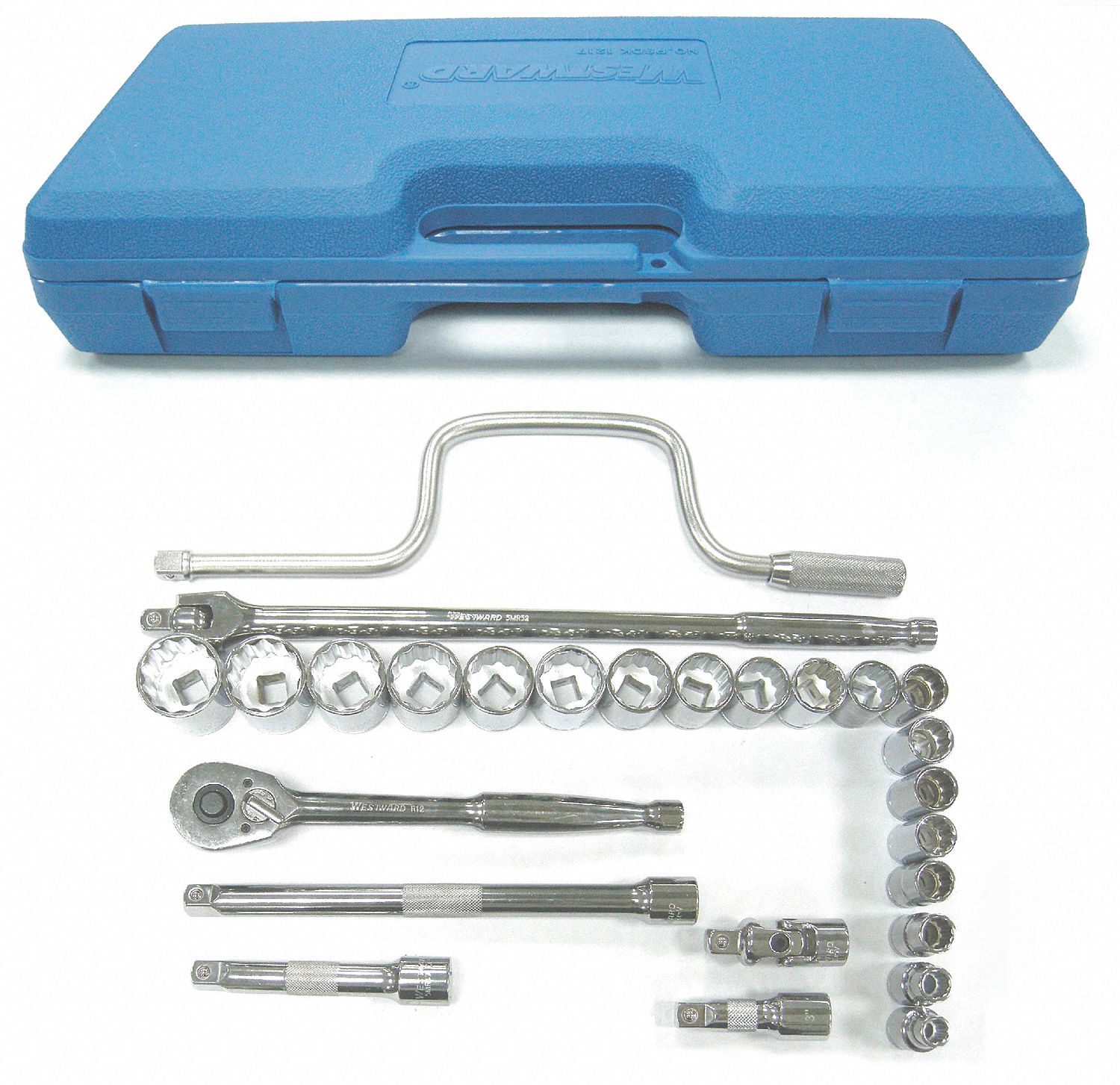 WESTWARD Socket Wrench Set: 1/2 in Drive Size, 26 Pieces, 3/8 in to 1 1 ...
