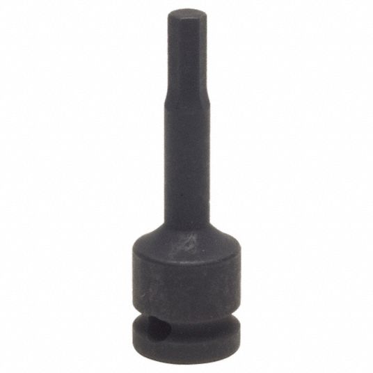 Impact Socket Bit Driver, Overall Length 3 in, Drive Size 1/2 in, Black ...