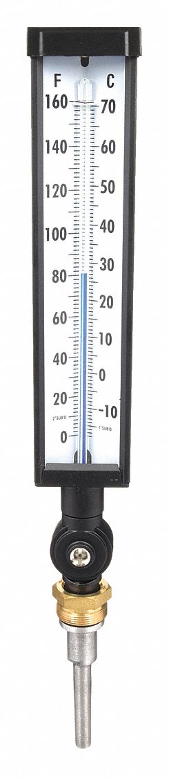 0°F to 160°F /-10°C to 70°C, +/-1% Accuracy, Industrial Glass ...