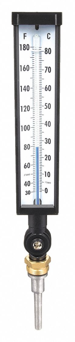 30°F to 180°F /0°C to 80°C, +/-1% Accuracy, Industrial Glass ...