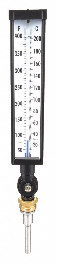 Industrial Glass Thermometer, 9 in Scale Lg, Industrial Glass ...
