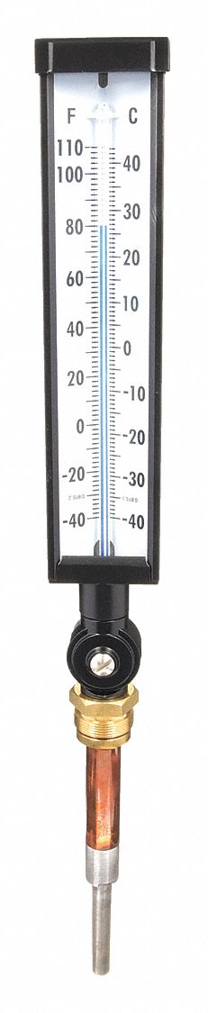 Industrial Glass Thermometer, 9 in Scale Lg, Industrial Glass ...