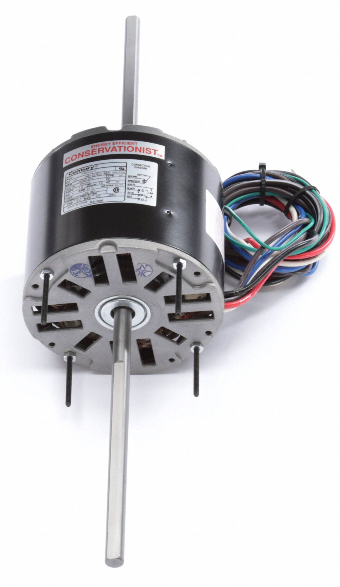 CENTURY Room Air Conditioner Motor: 3 Speed, 1/3 HP, 1,075 Nameplate ...