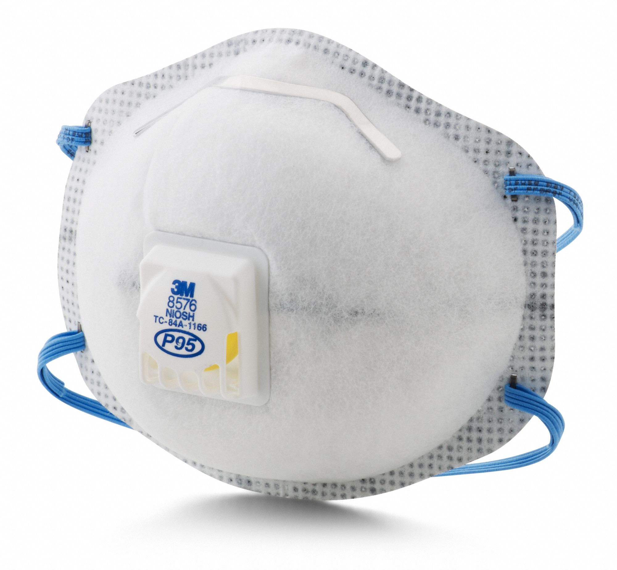 3M Disposable Respirator: Dual, Non-Adj, Metal Nose Clip, Std, White, M ...