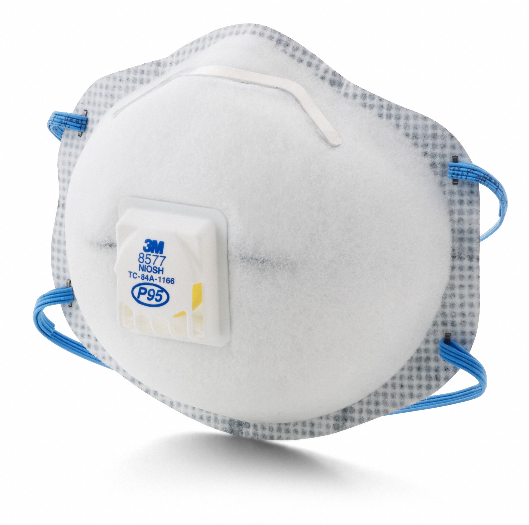 3M Disposable Respirator: Dual, Non-Adj, Metal Nose Clip, Std, White, M ...