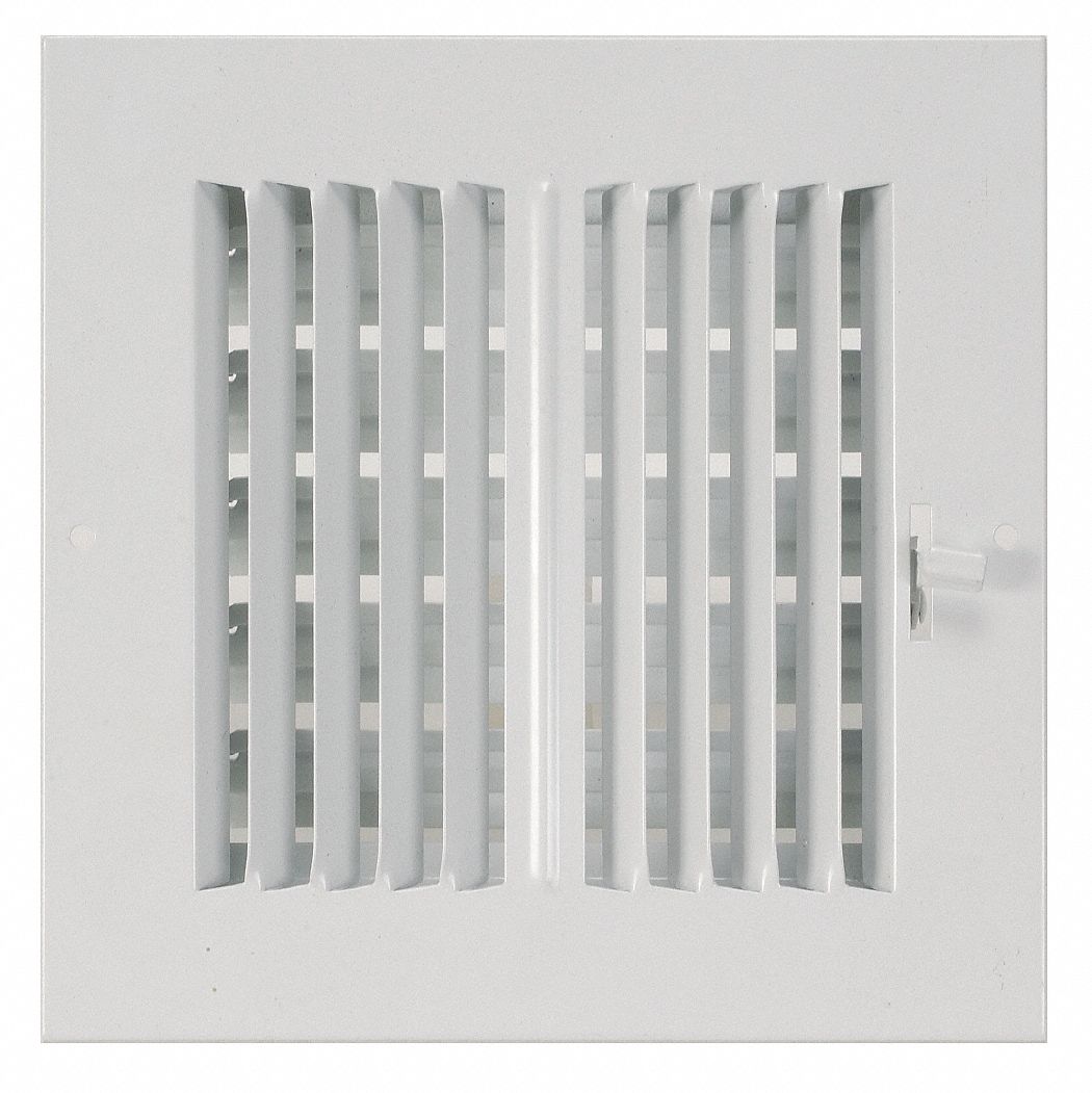 Sidewall/Ceiling Register, 2-Way, White, 6 Max. Duct Height (In.), 12 ...