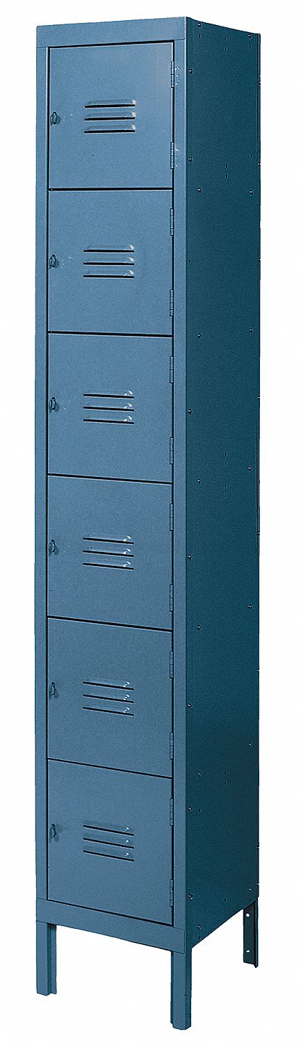 Blue Box Locker, (1) Wide, (6) Tier , Openings: 6, 12 in W X 12 in D X ...