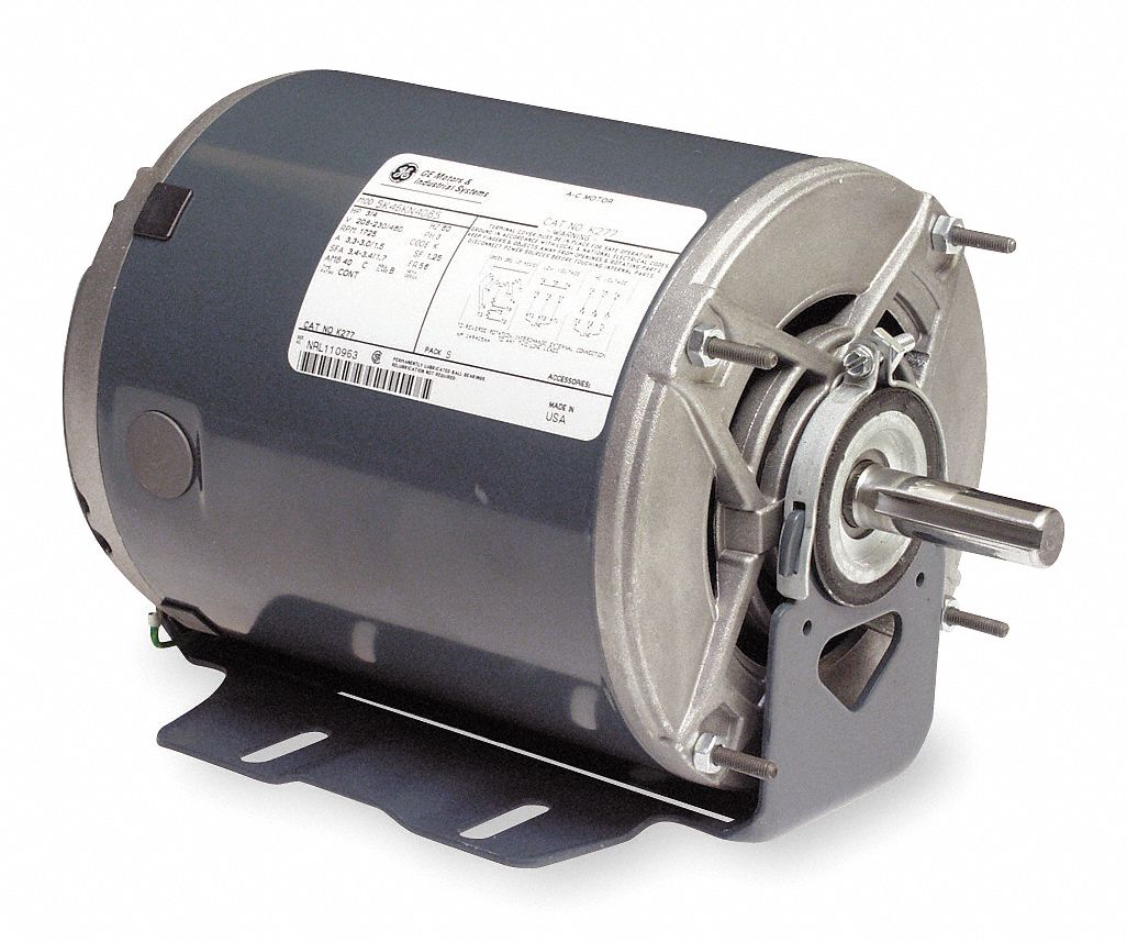 Belt Drive Motor, 1/2 HP, 3-Phase, Nameplate RPM 1725, No. of Speeds 1 ...