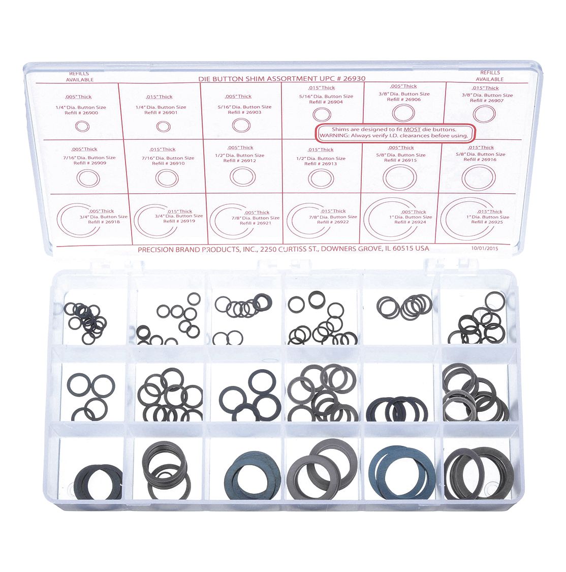 Inch, Arbor Shim, Die Button Shim Assortment,450 pcs,Steel - 4NFH6 ...