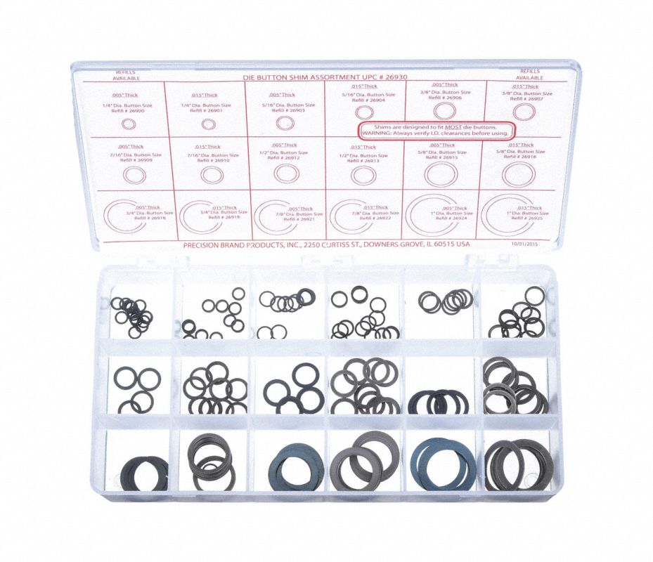 PRECISION BRAND Surtido Lainas Botones Dado,Acero,450PZ - 4NFH6 | 26930 ...