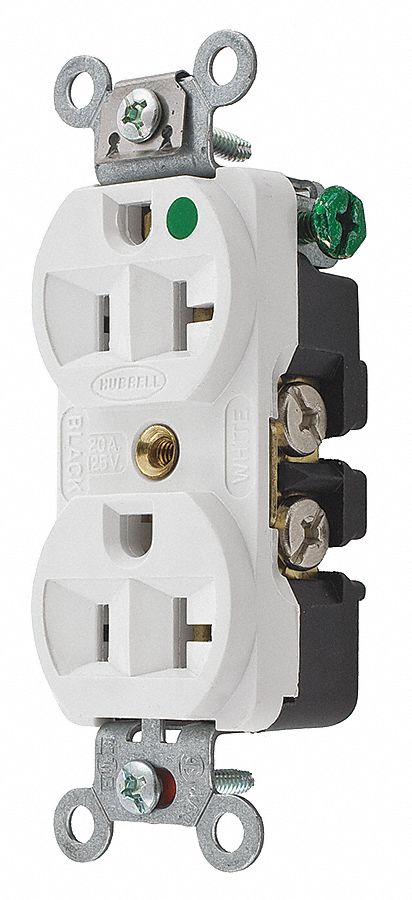 Receptacle,Duplex,125V,Hospital Grade,WH - Grainger