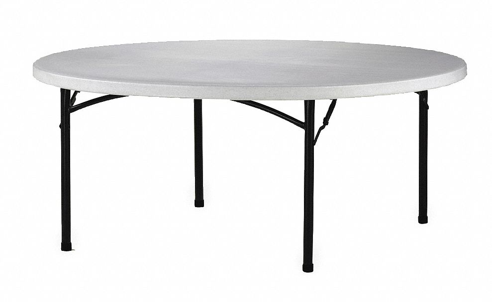 Round Folding Table, 29 in Height, 71 in Diameter, White - Grainger
