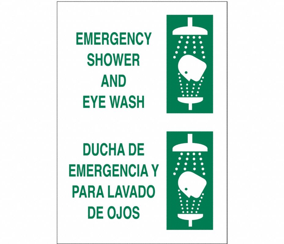 BRADY Señalamiento de Lavado de Ojos, Plástico, 14" x 10", Lavaojos y ...