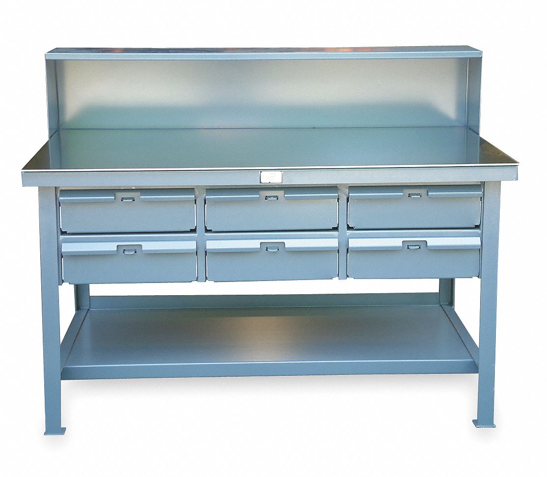 STRONG HOLD, Fixed Ht, Stainless Steel, Workbench with Riser - 4NWH2 ...