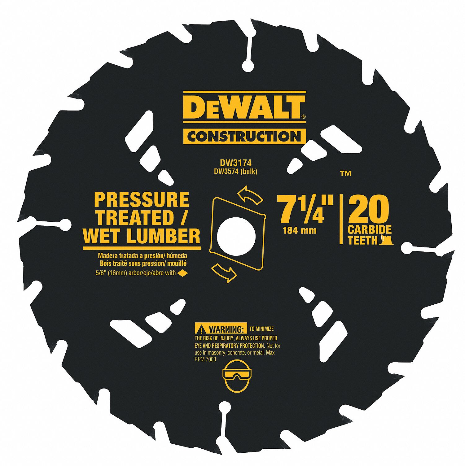 DEWALT, 7 1/4 in Blade Dia., 20 Teeth, Circular Saw Blade - 4NZ52 ...