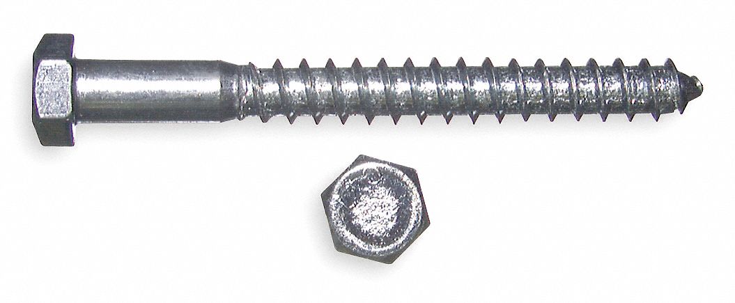 Hex Head Lag Screw, PK 100 - Grainger