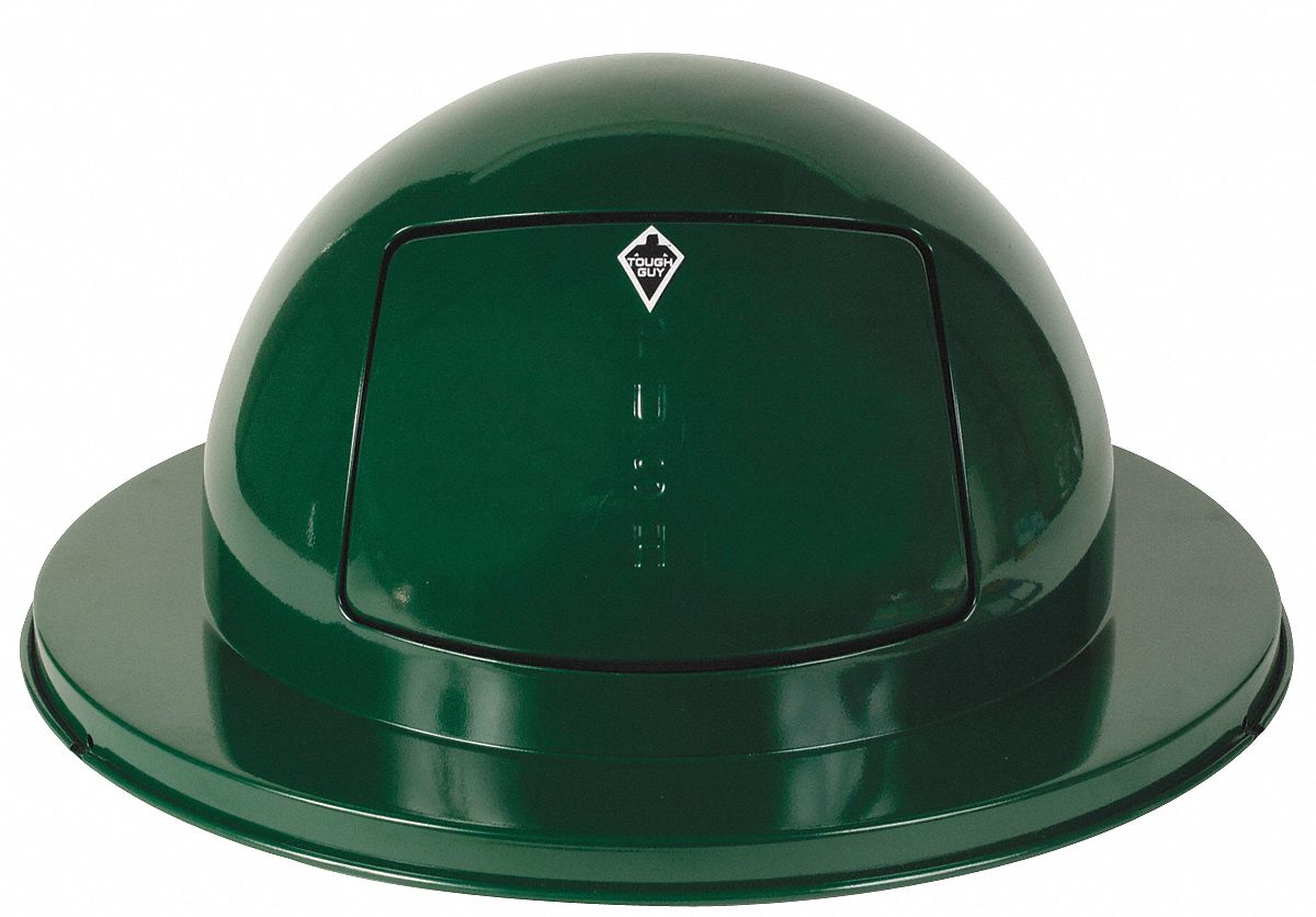 Trash Can Top, Dome, Green - Grainger