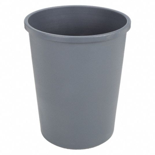 GRAINGER, Round, Gray, Trash Can - 4PGR6|4PGR6 - Grainger