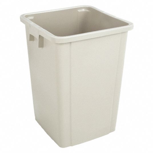 GRAINGER, Square, Beige, Trash Can - 4PGR9|4PGR9 - Grainger