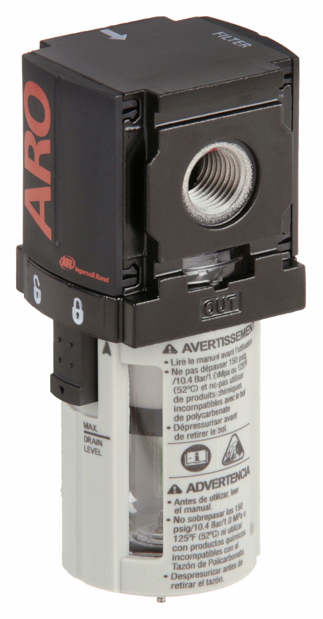 ARO Compressed Air Filter: Particulate, 1/4 in NPT, 5 micron, 49 cfm ...