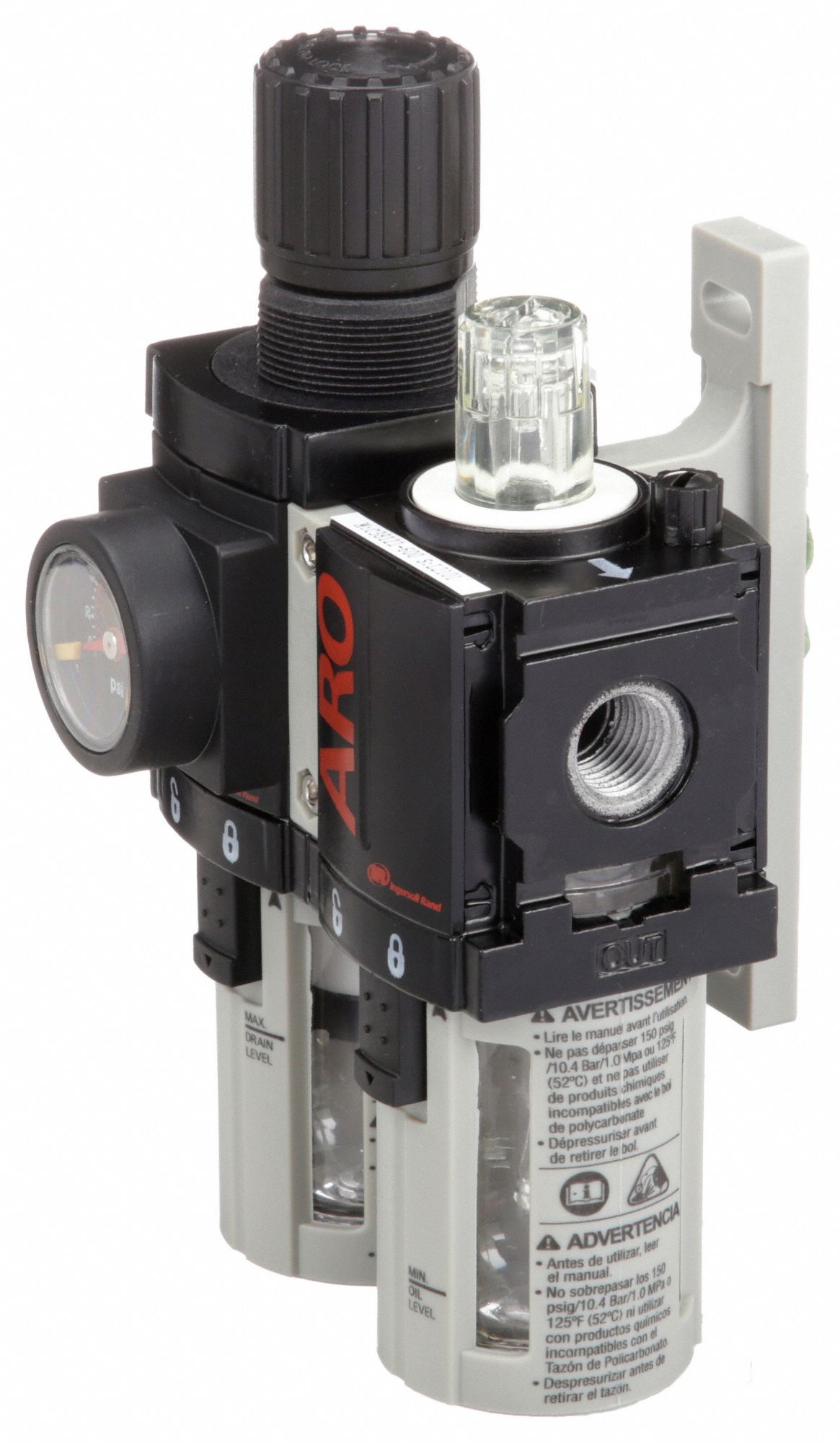 ARO Filter/Regulator/Lubricator: 1/4 in NPT, 44 cfm, 150 psi Max Op ...