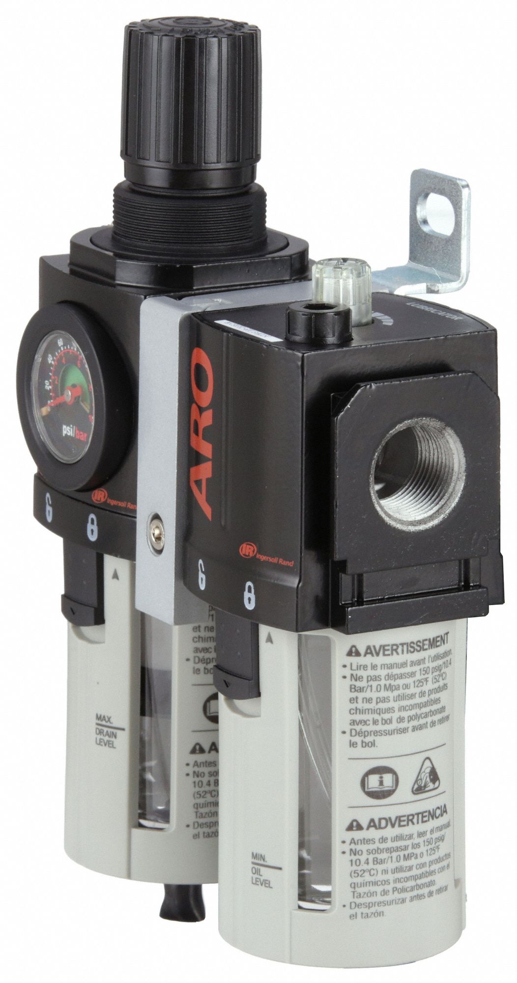 ARO Filter/Regulator/Lubricator: 3/4 in NPT, 142 cfm, 150 psi Max Op ...