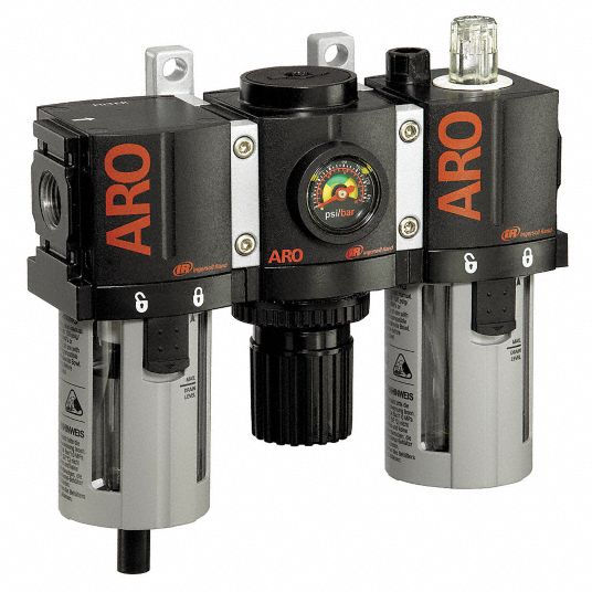 ARO Filter/Regulator/Lubricator, 1/2 in NPT, 0 to 140 psi Adjustment ...