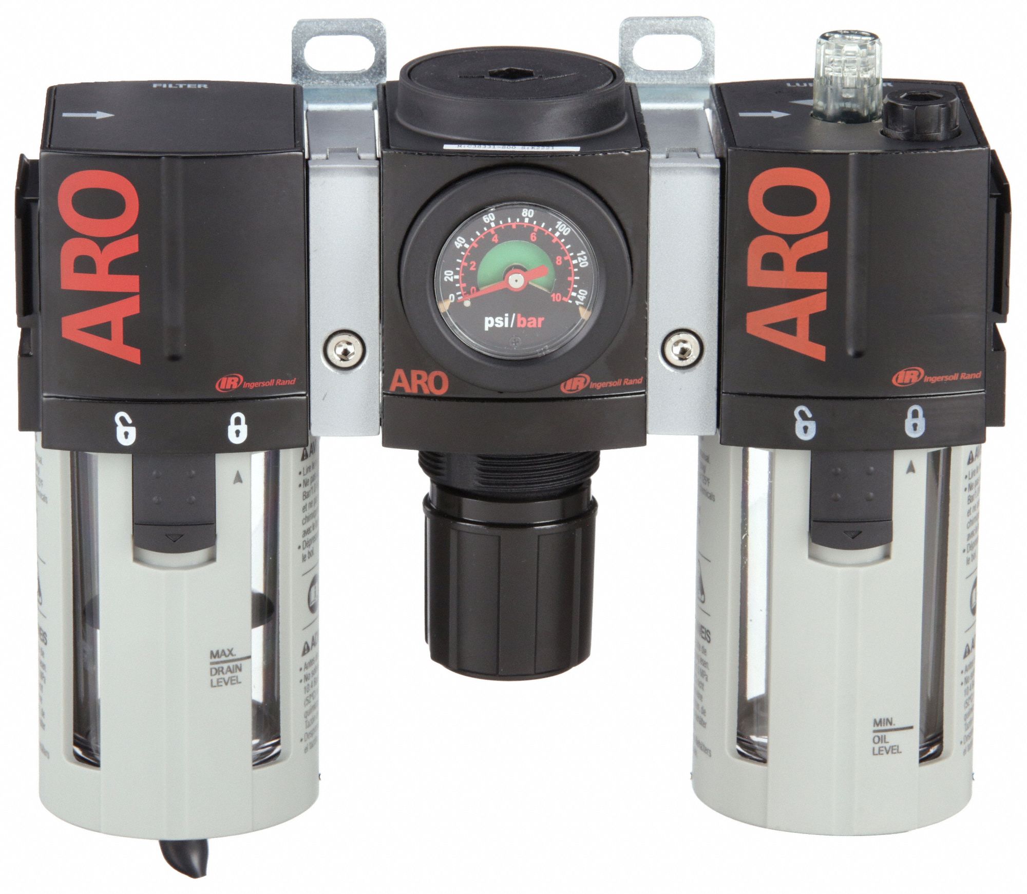 ARO, 3/8 in NPT, 99 cfm, Filter/Regulator/Lubricator - 4PJN9|C38331-800 ...