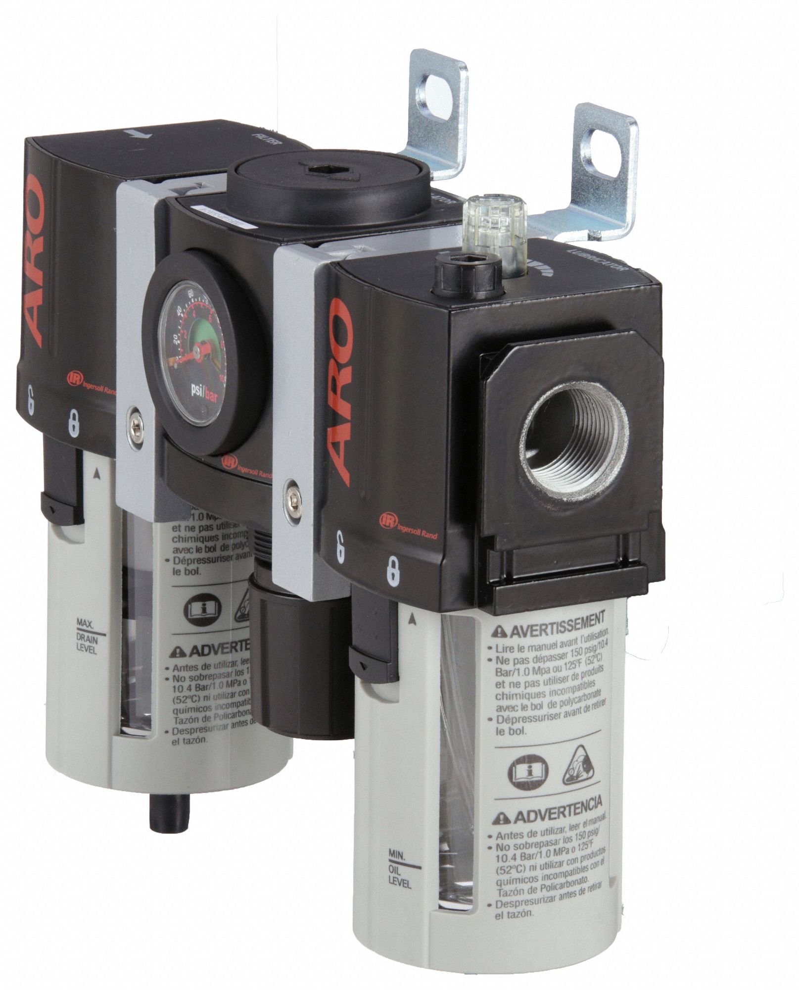 ARO Filter/Regulator/Lubricator: 3/4 in NPT, 171 cfm, 150 psi Max Op ...