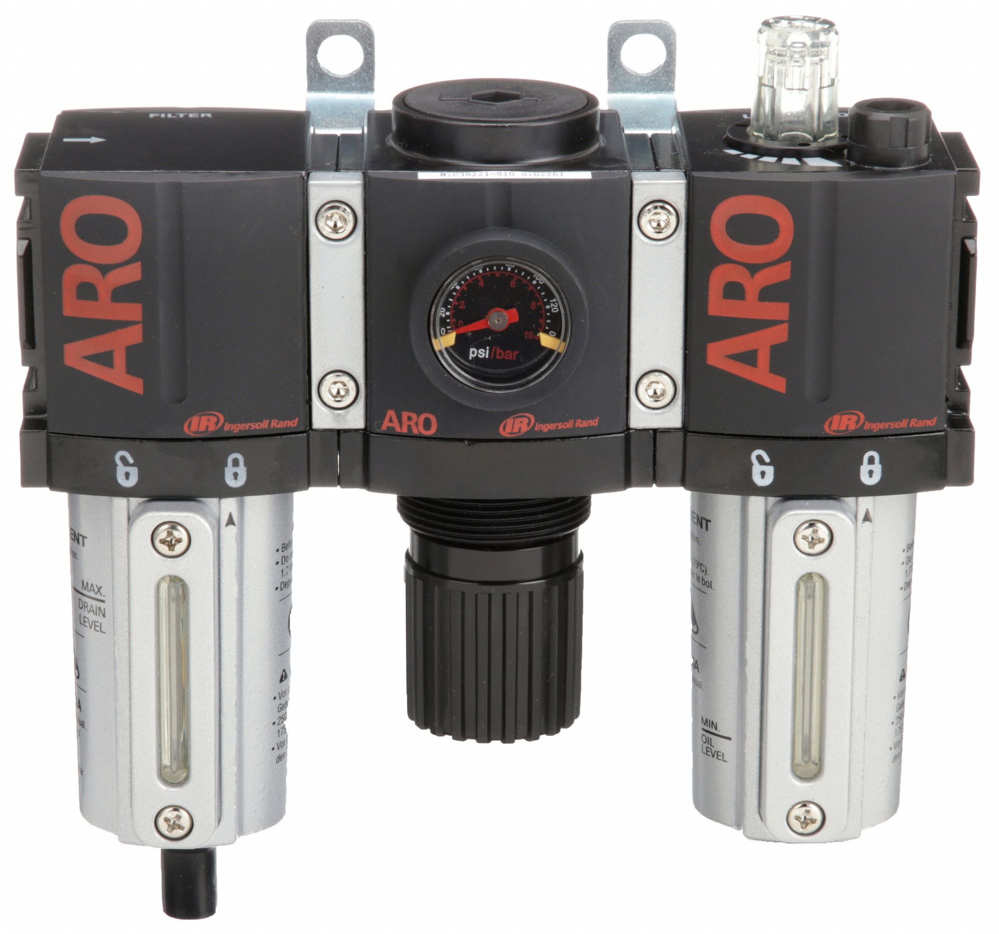 ARO Filtro/Regulador/Lubricador, 1/4" NPT, Rango de Ajuste 0 a 140 psi - Filtros, Reguladores y ...