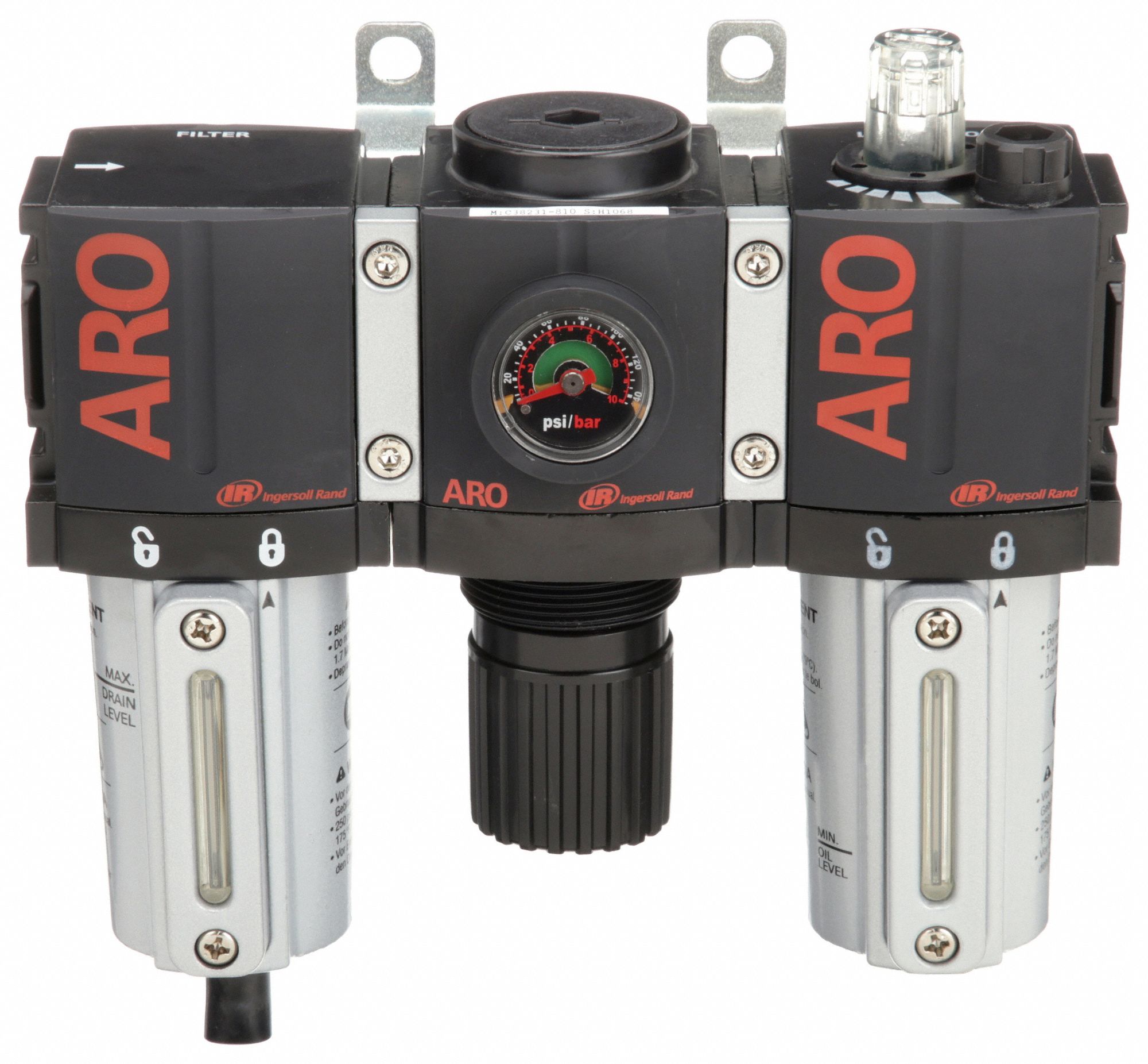 ARO, 3/8 in NPT, 85 cfm, Filter/Regulator/Lubricator - 4PJP4|C38231-810 ...