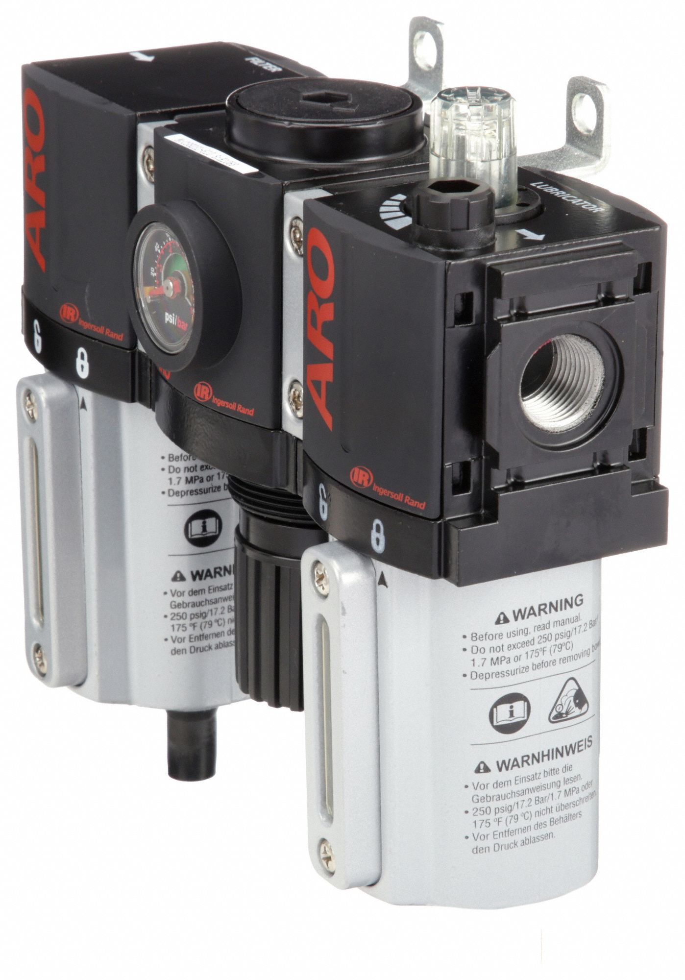 ARO Filter/Regulator/Lubricator: 3/8 in NPT, 85 cfm, 250 psi Max Op ...