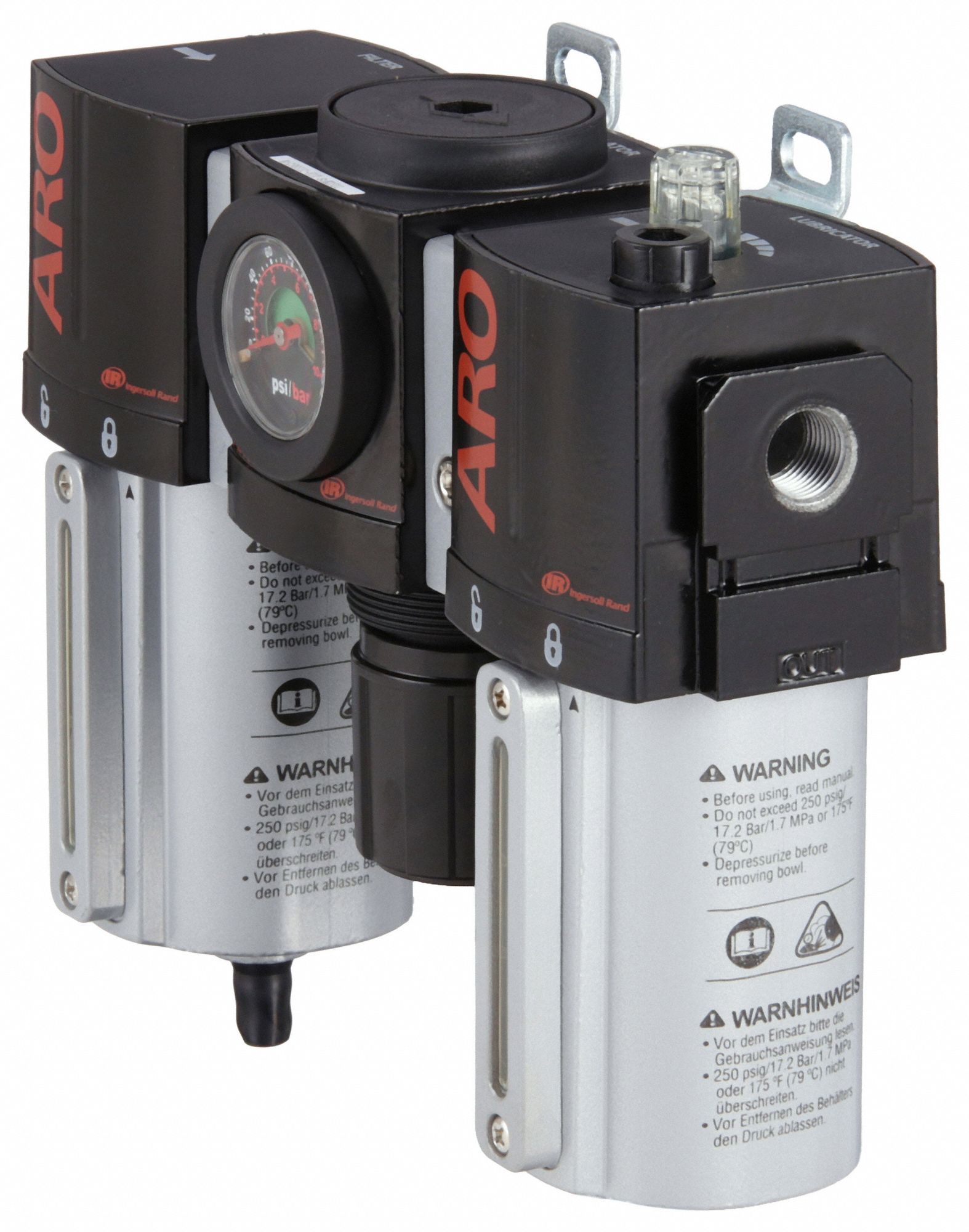 ARO Filter/Regulator/Lubricator: 3/8 in NPT, 99 cfm, 250 psi Max Op ...