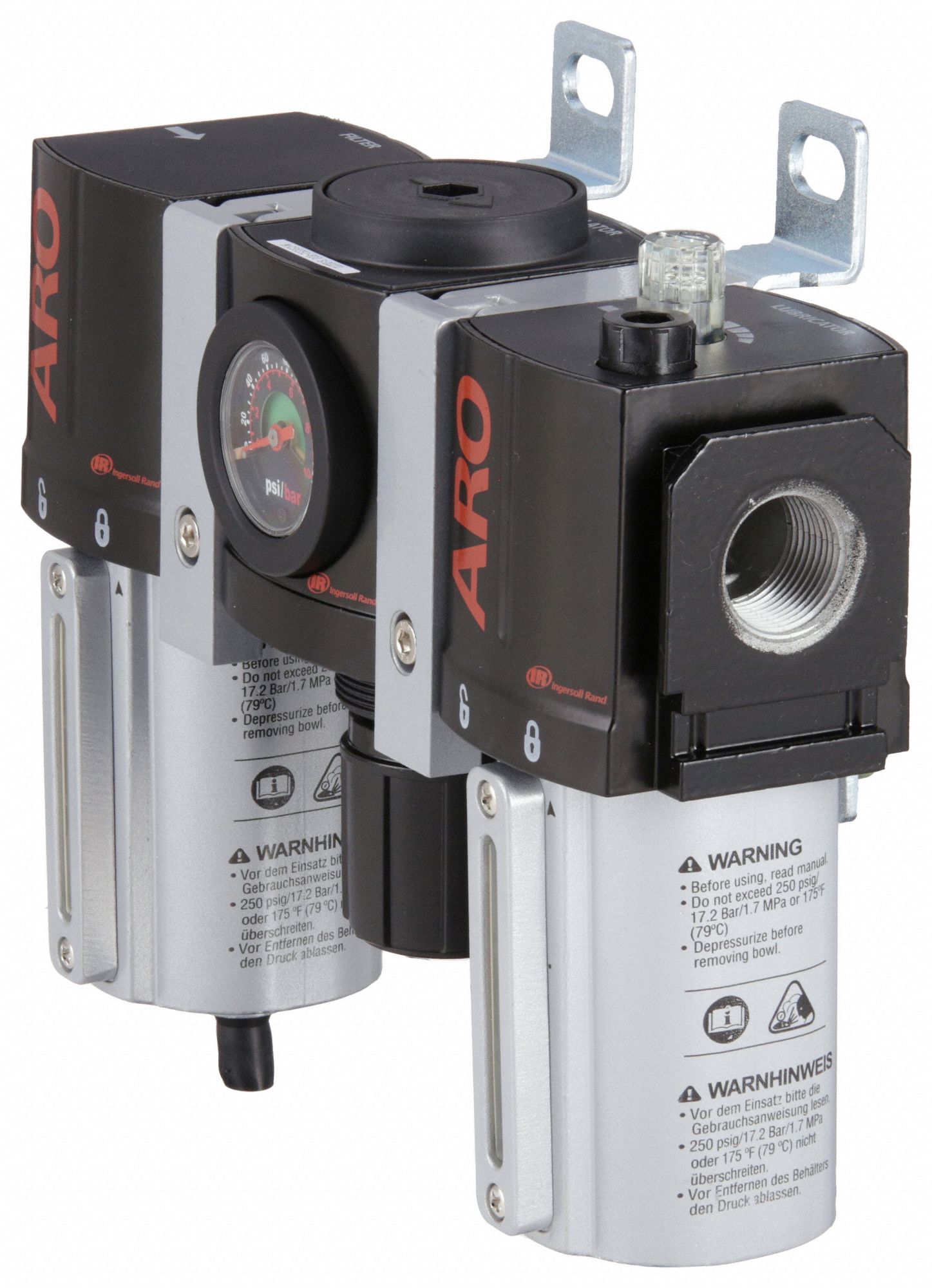 ARO Filter/Regulator/Lubricator: 3/4 in NPT, 171 cfm, 250 psi Max Op ...