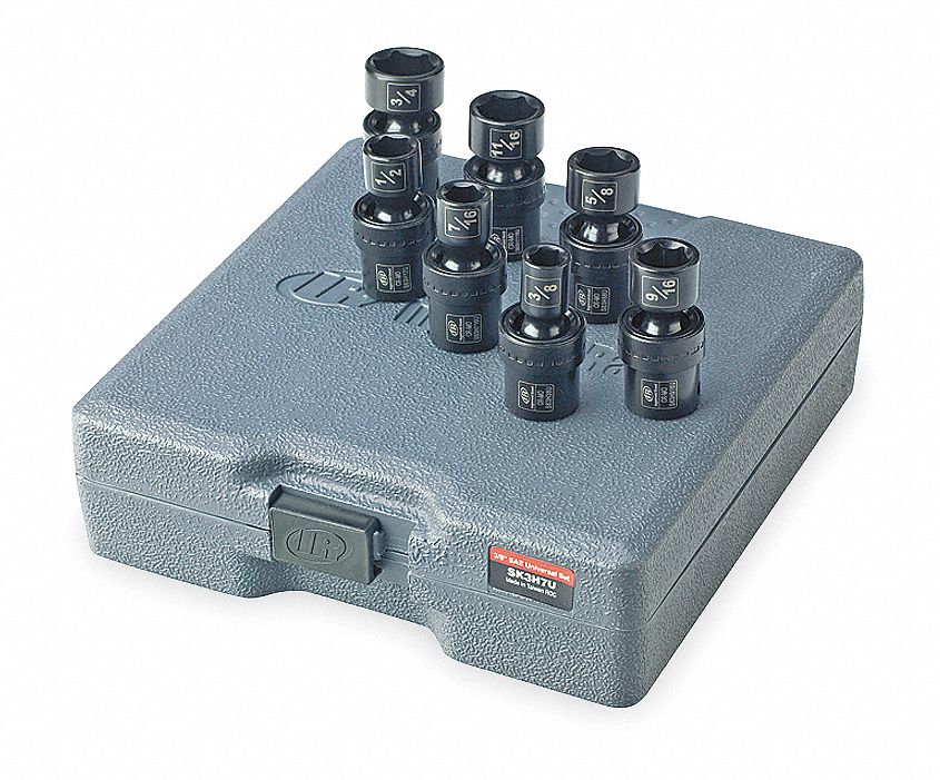 Impact Socket Set, Electro-phosphate, 3/8 in, Impact Rated No - Grainger