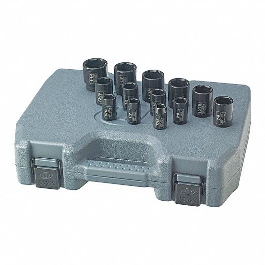 Impact Socket Set, Electro-phosphate, 1/2 in, Impact Rated No - Grainger