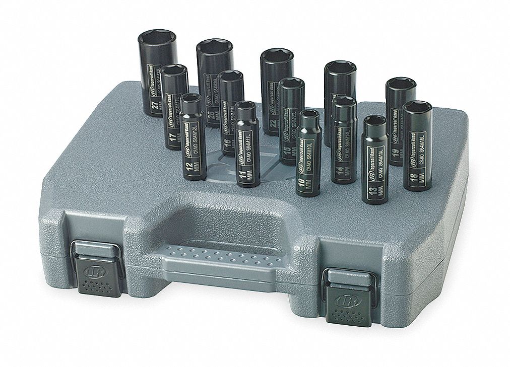 Impact Socket Set, Electro-phosphate, 1/2 in, Impact Rated No - Grainger