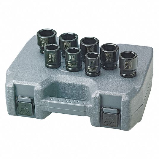 Impact Socket Set, Electro-phosphate, 3/4 in, Impact Rated No - Grainger