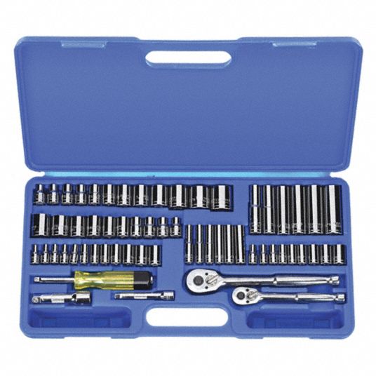 Socket Wrench Set, Socket Size Range 3/16 in to 7/8 in, 4mm to 19mm ...