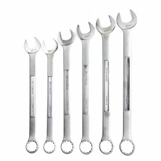 Combination Wrench Set, Alloy Steel, Satin - Grainger