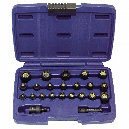 Magnetic Impact Socket Set, Black Oxide, 1/4 in, Impact Rated Yes ...
