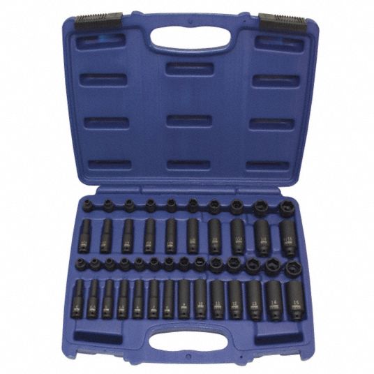 WESTWARD Impact Socket Set: 1/4 in Drive Size, 48 Pieces, (24) 6-Point, (24) 6-Point - 4PRE3 ...