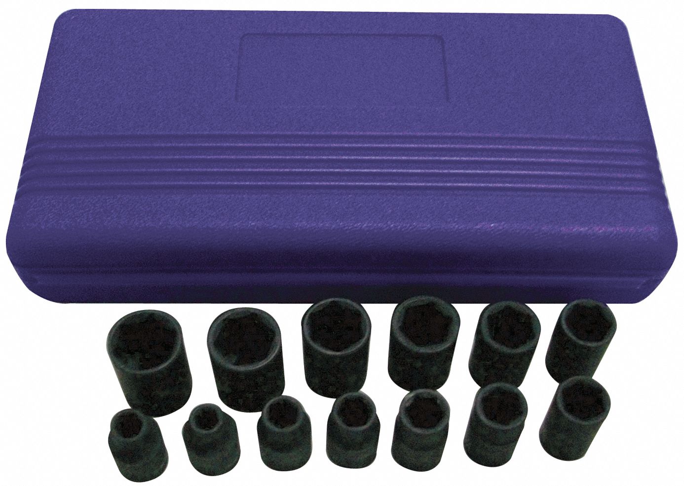 Impact Socket Set, Black Oxide, 3/8 in, Impact Rated Yes - Grainger