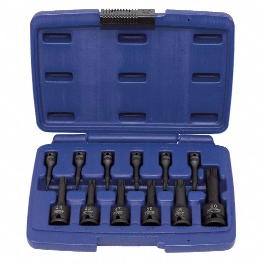 WESTWARD Impact Socket Bit Set: SAE, 1/4 in_3/8 in_1/2 in Drive Size ...