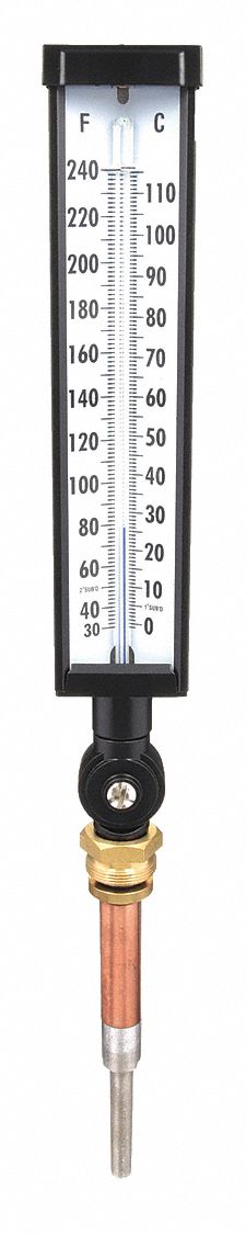 30°F to 240°F /0°C to 110°C, +/-1% Accuracy, Industrial Glass ...