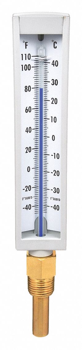 Industrial Glass Thermometer, 6 in Scale Lg, Compact Industrial ...