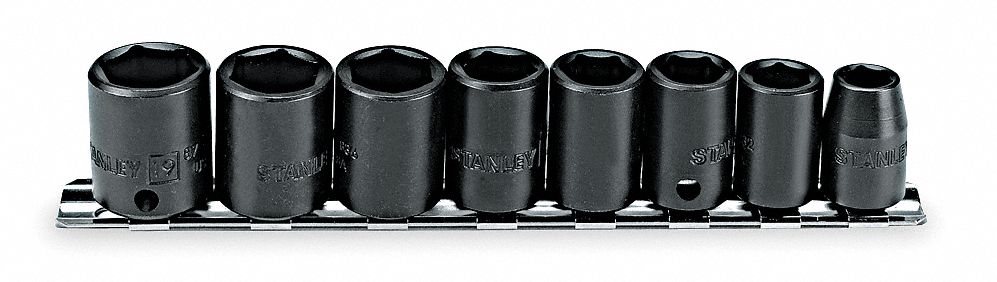 Impact Socket Set, 3/8 in, Impact Rated No - Grainger